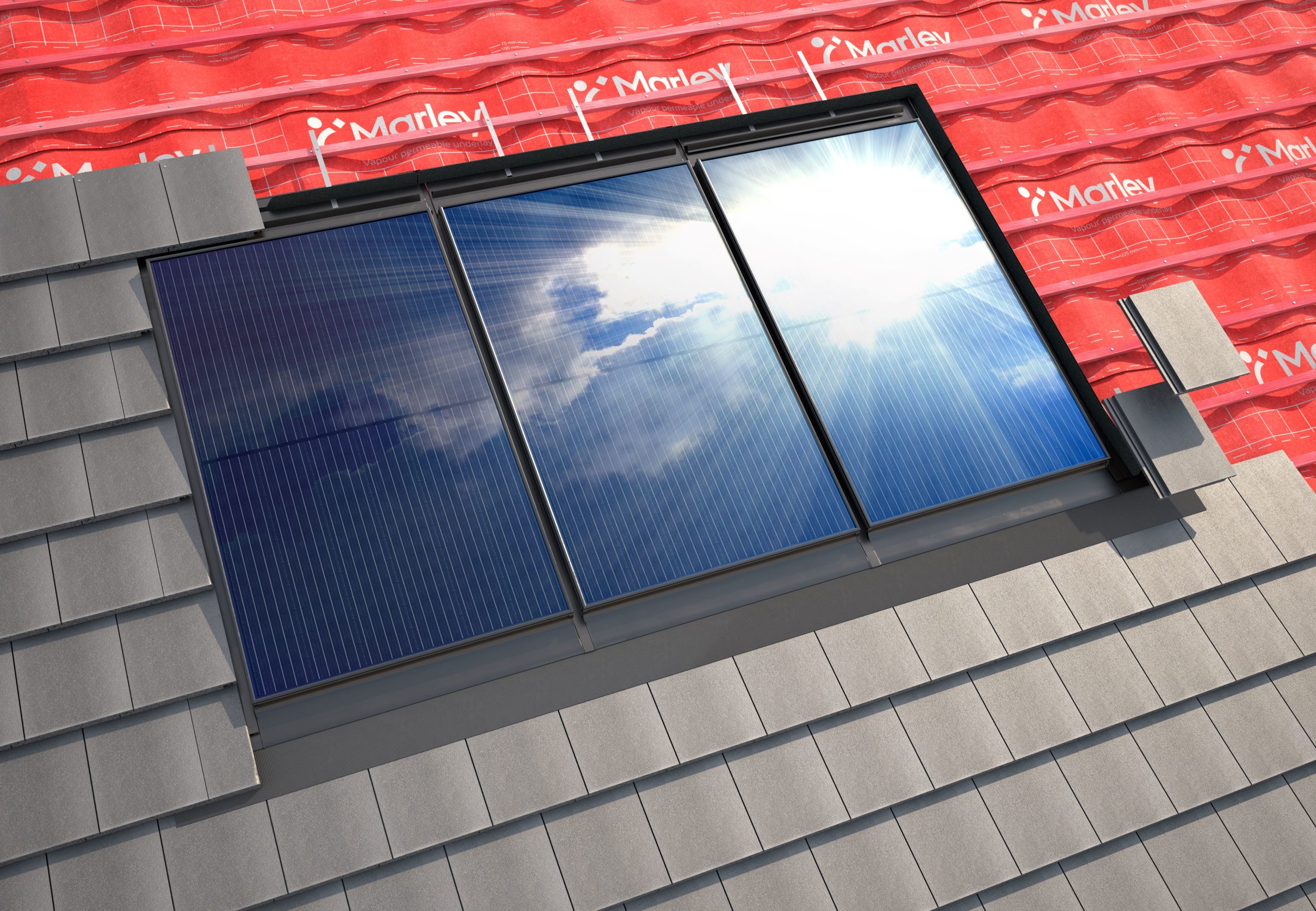Solar panels red underlay sun 2 - Professional Builder